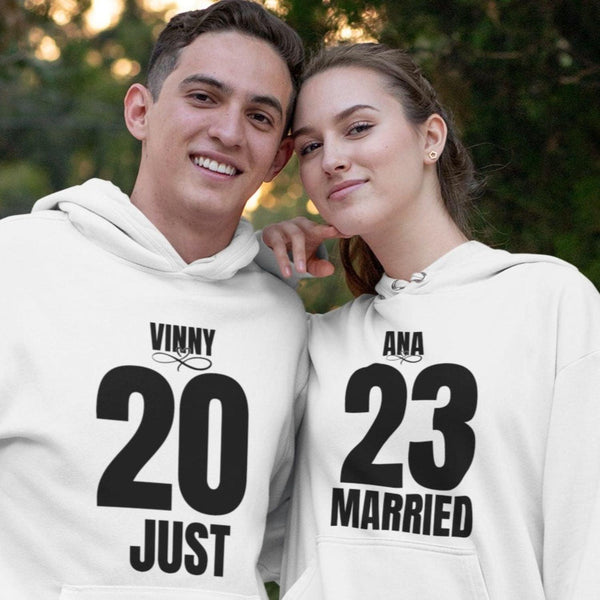 Just Married [Name & Year]: Custom Matching Set for Couples' Celebrati ...